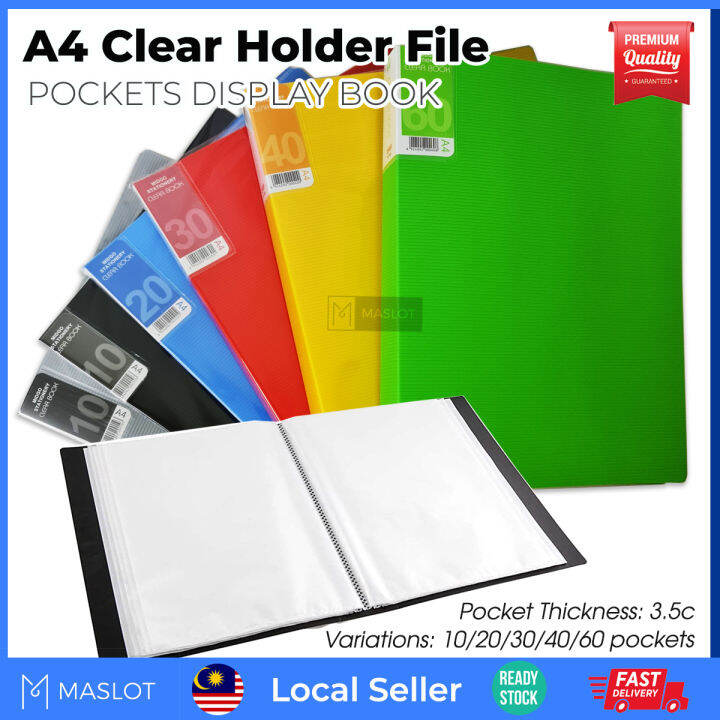A4 Pockets Clear Holder File | Display book | Clear pocket file 10, 20 ...