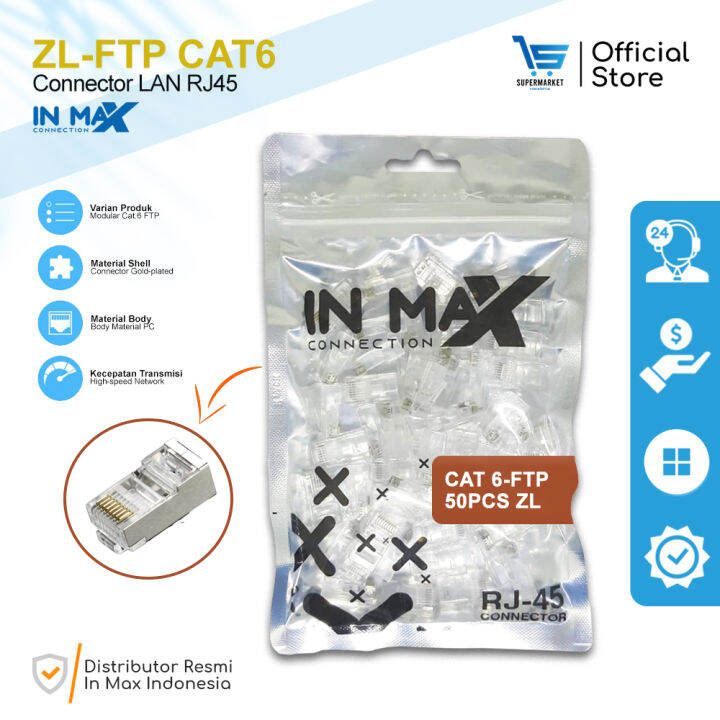 CONNECTOR RJ45 FTP CAT 6 1Pack 50pcs / Konektor Kabel LAN FTP STP ...