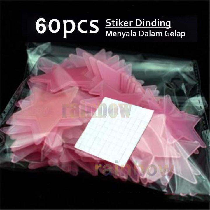 Stiker Bintang Dinding + Tempelan (60 pcs) Menyala dalam Gelap Hiasan ...
