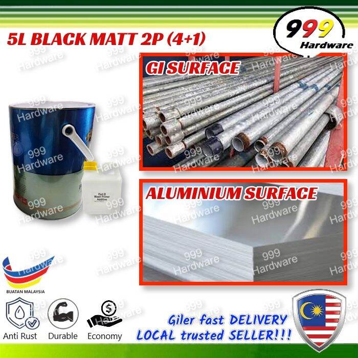 999 5L BLACK MATT 2P (4+1) / 2P BM PAINT / WROUGHT IRON BLACK MATT / CAT MINYAK / HITAM MATI ...