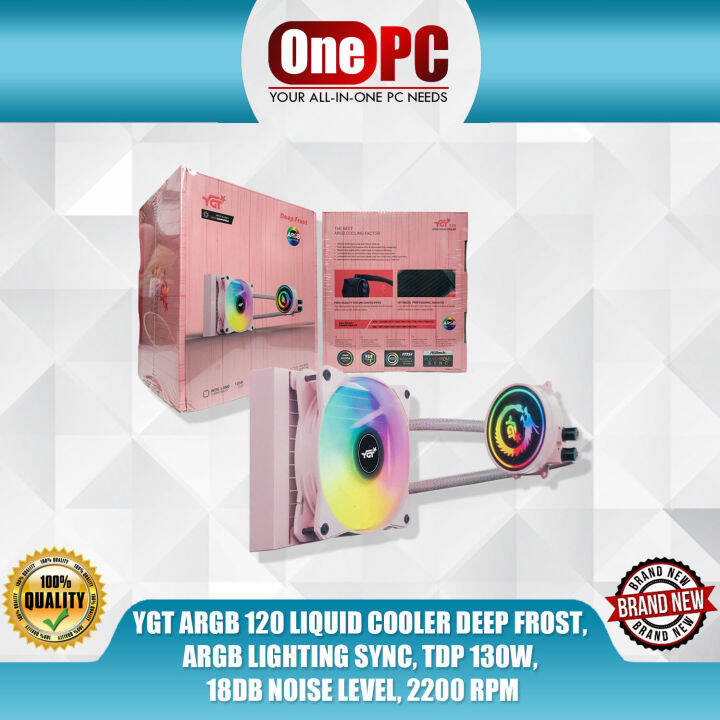 YGT ARGB 120 LIQUID COOLER DEEP FROST, ARGB LIGHTING SYNC, TDP 130W, 18DB NOISE LEVEL, 2200 RPM ...