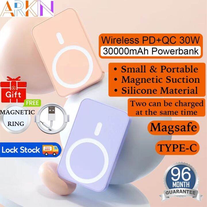 2IN1 Magnetic Wireless PowerBank 30000mAh Portable Charger Stronger Magnet with YRPE-C fast ...