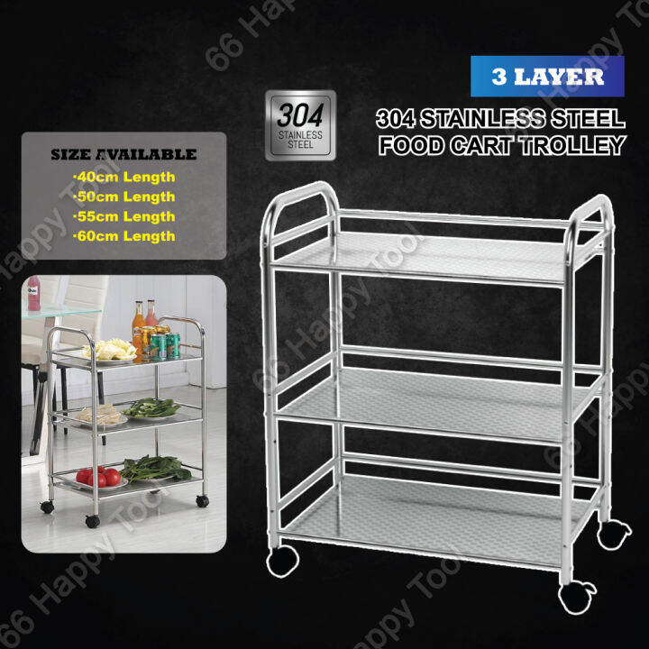 Multipurpose 3 Layer 304 Stainless Steel Food Cart Trolley Side Table ...