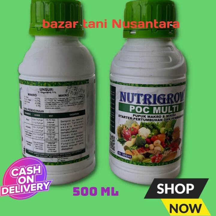 NUTRIGROW POC MULTI 500 ML PUPUK MAKRO MIKRO PERTUMBUHAN PEMBUAHAN TANAMAN KERAS . PADI JAGUNG ...