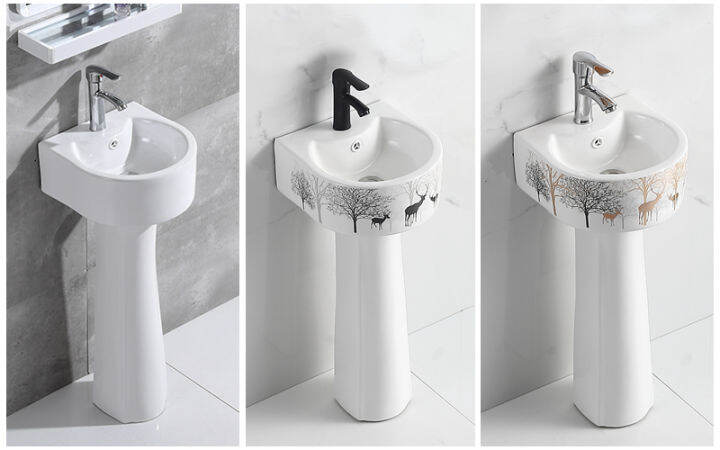 Small size column basin household washbasin integrated ceramic ...