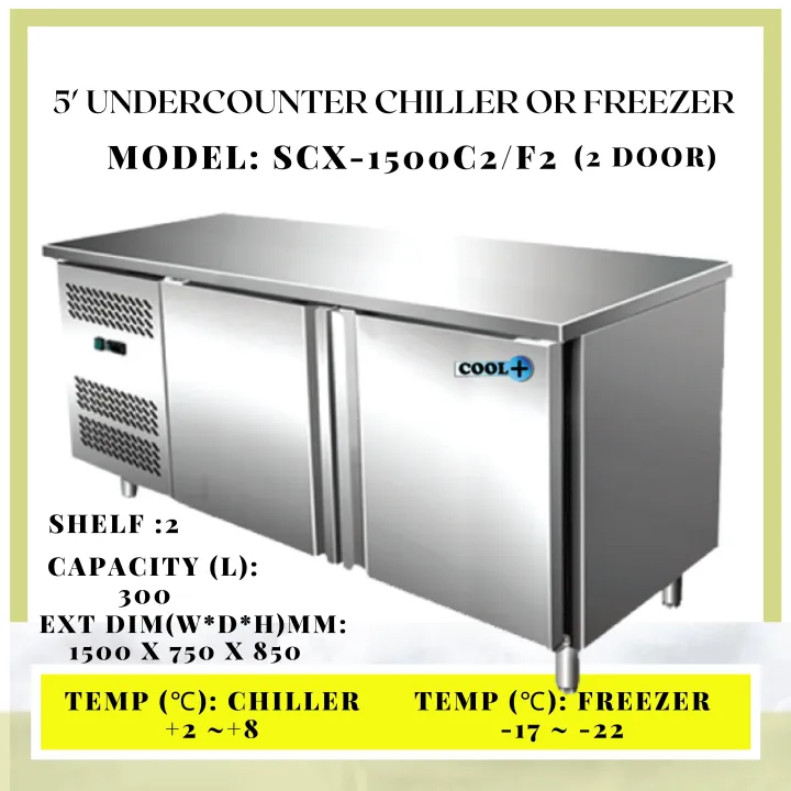 Stainless Steel 5' Undercounter Chiller (2 Door, Blower & Auto defrost ...