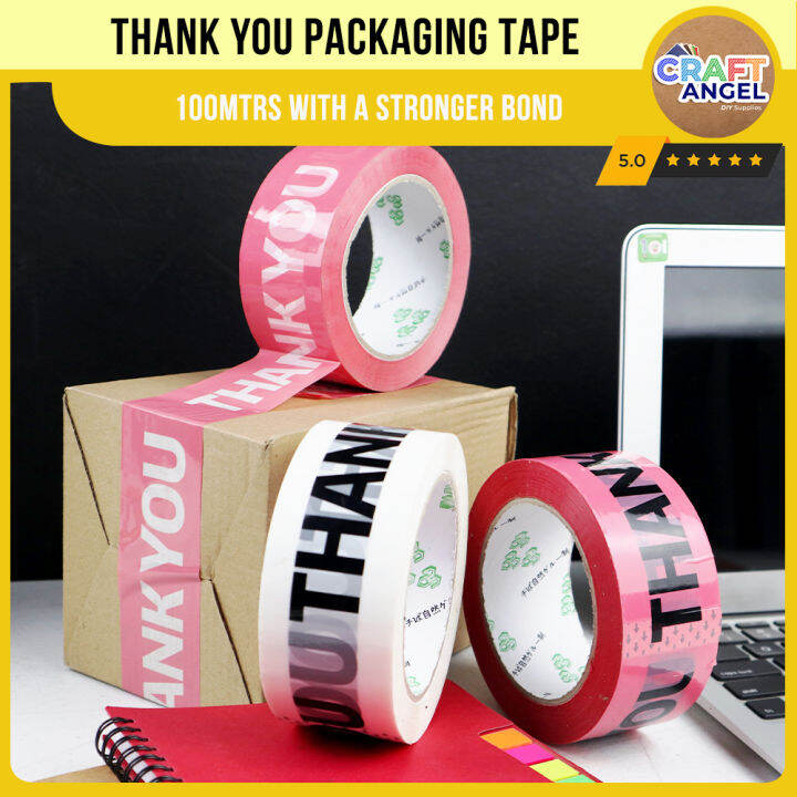 Cute Thank You Tape Black and Pink Colored Tape Sealing Packaging ...