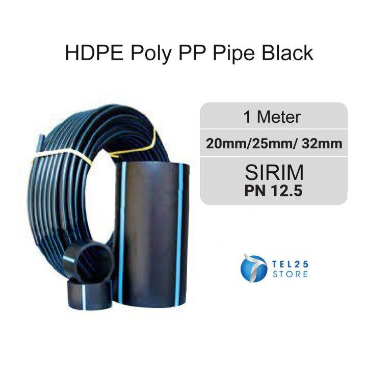 [ 1 METER ] 20mm 25mm 32mm HDPE Poly PP Pipe Black SIRIM Polypaip ...