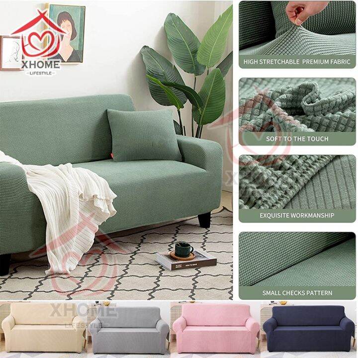 Thick Jacquard elastic universal plain sofa cover set stretchable l ...
