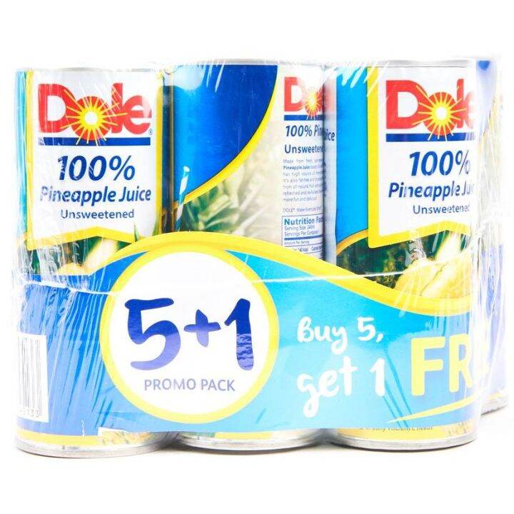 DOLE Unsweetened 100% Pineapple Juice (240ml) - 5+1 Promo Pack | Lazada PH
