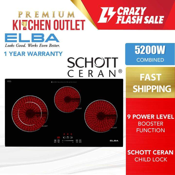 【Own Truck Delivery】Elba 2200W+1800W+1200W Schott Ceran Glass Built-In ...