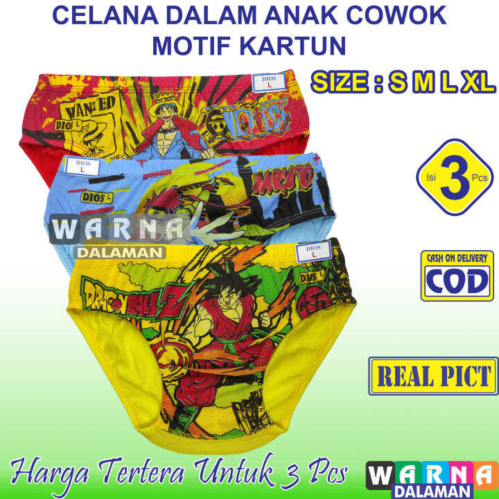 3 Pcs Celana Dalam Anak Laki Laki Motif Gambar Kartun Cd Anak Cowok ...