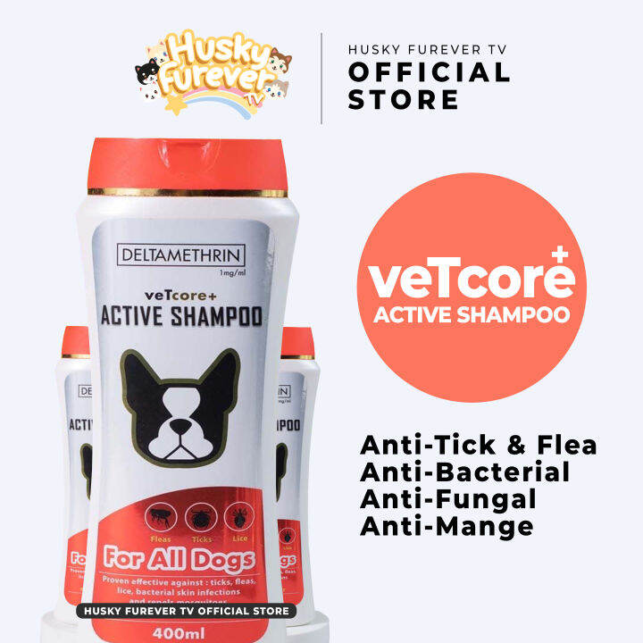 Vet Core+ Active Shampoo Anti Tick and Fleas 400ml (Deltamethrin ...