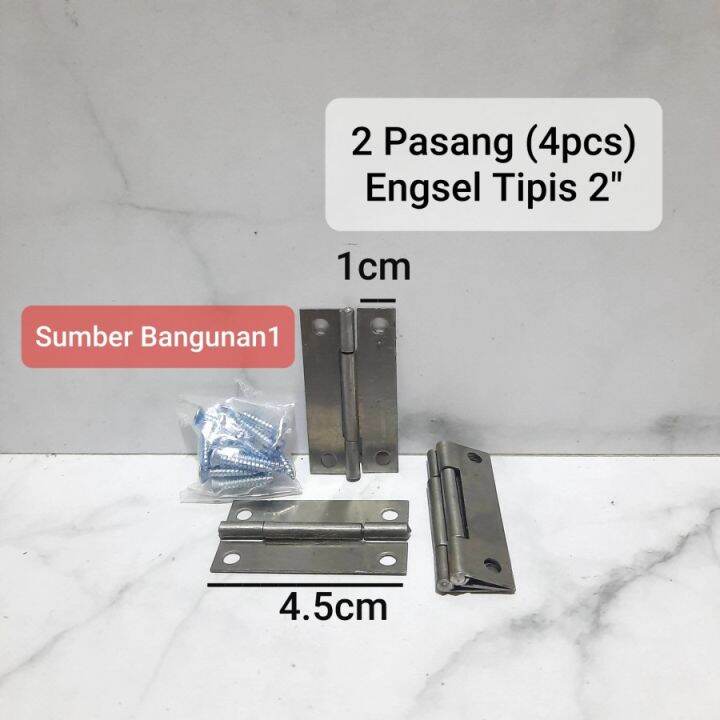 Engsel Tipis kecil 2" (4pcs) engsel peti lemari pintu 2 inch papan ...