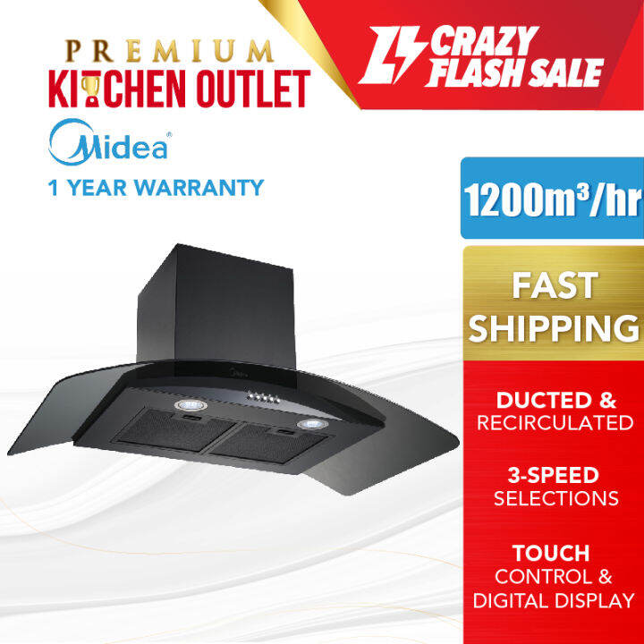 Midea 1200m³/hr Cooker Hood MCH-90MV1 with Charcoal Filter | Lazada