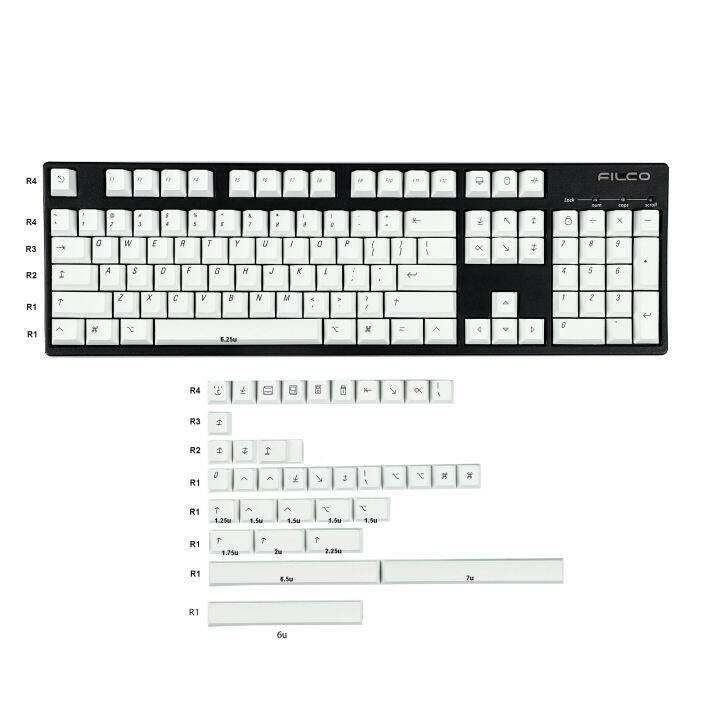 CHERRY profile 140 Key keycaps Normcore สไตล์ Dye Sub PBT สีขาว keycap ...