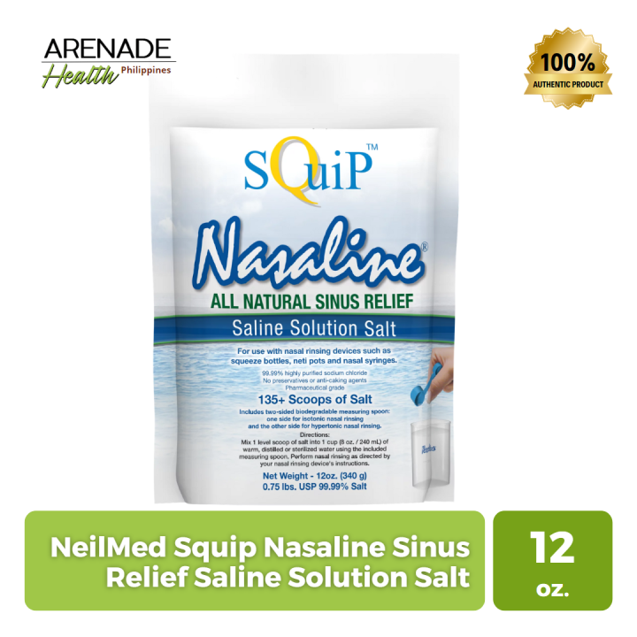 NeilMed Squip Nasaline All Natural Sinus Relief Saline Solution Salt 12 ...
