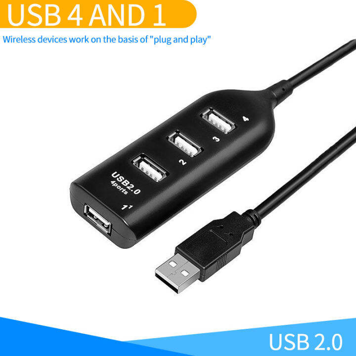 4in1 USB Hubs 2.0 Splitter High Speed 4 Port Smart Multi Hub Expansion ...