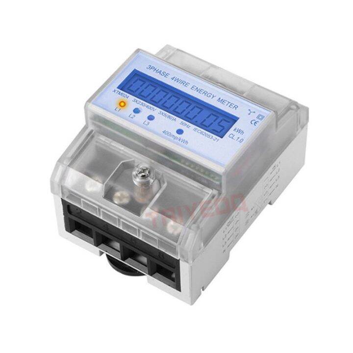 3 Phase 4 Wire Digital Energy Meter XTM024 Watt Power Consumption 380V AC KWH Meter 6A 80A 100A ...