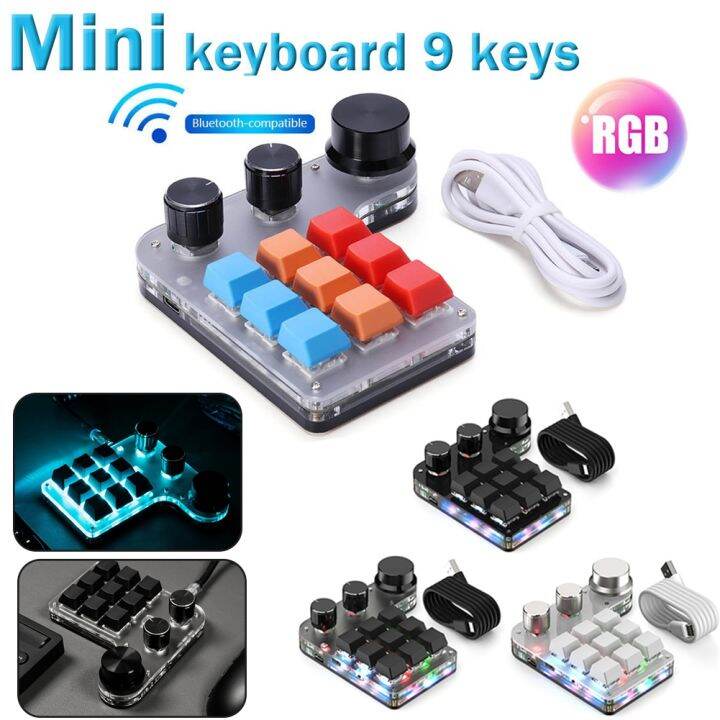 Programming Macro Keyboard RGB Custom Knob Keyboard Copy Paste Photoshop Game Keyboard 4/6/9 Key ...