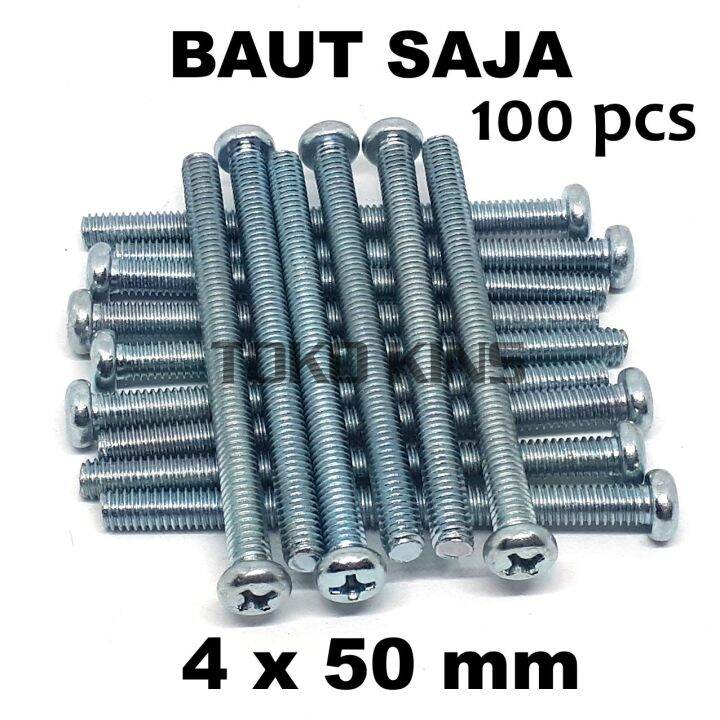 JP M4 x 50 per 100 pcs Baut kepala obeng plus 4mm 4 x 50 mm | Lazada Indonesia