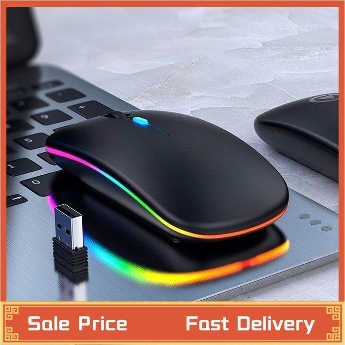 Rechargeable Mouse Wireless Silent LED Backlit Mice USB Optical ...