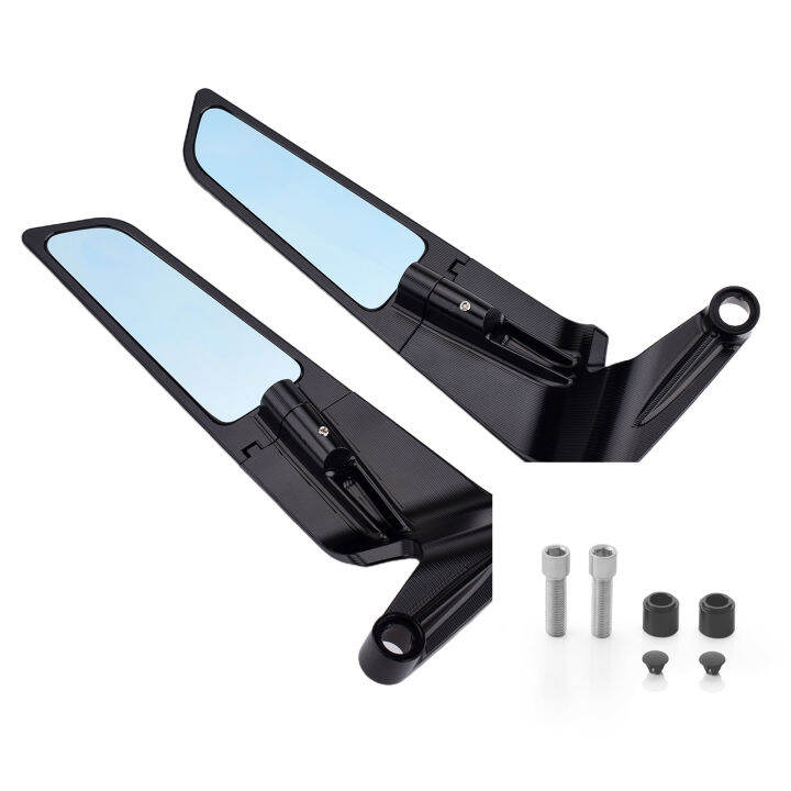 LEDISHUN Motorcycle Rearview Mirrors Wind Wing Adjustable Rotating Side ...