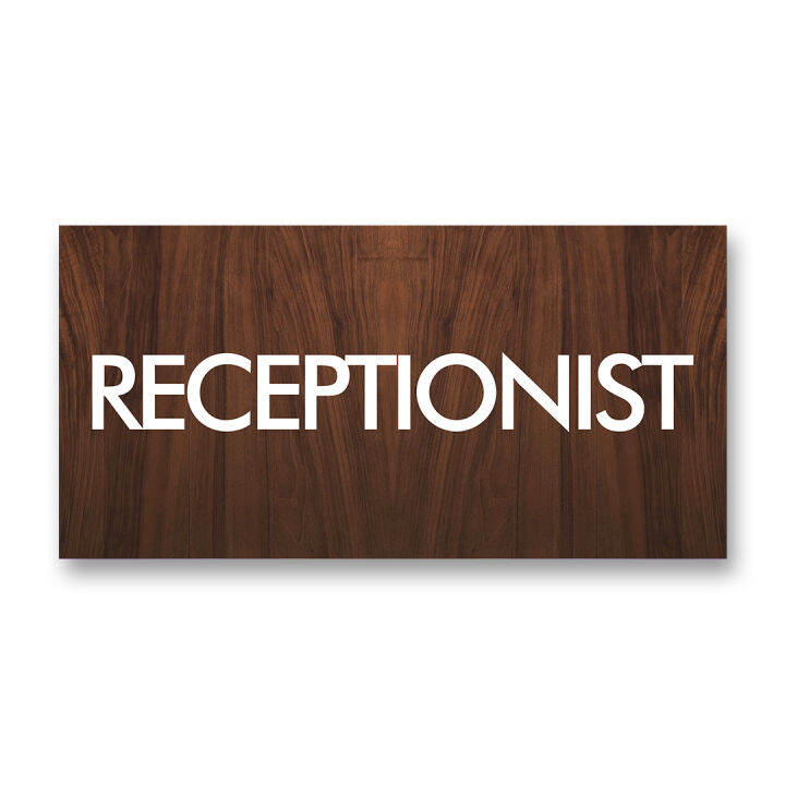 signage receptionist - papan tanda meja receptionist - front desk sign ...