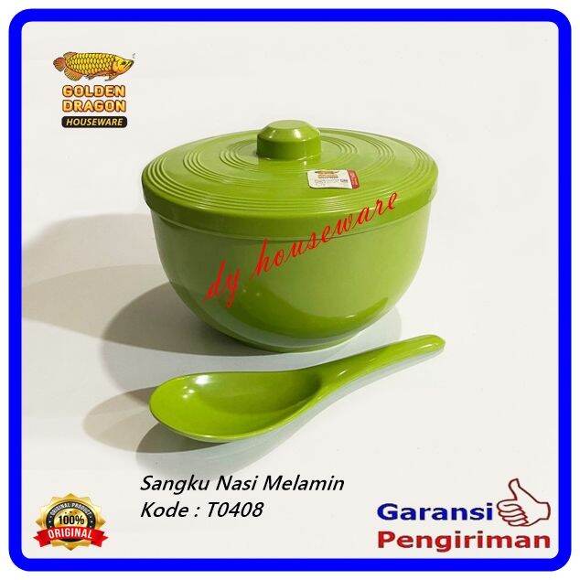 Sangku Nasi Tempat Nasi + Sendok Melamin Golden Dragon T0408 | Lazada Indonesia
