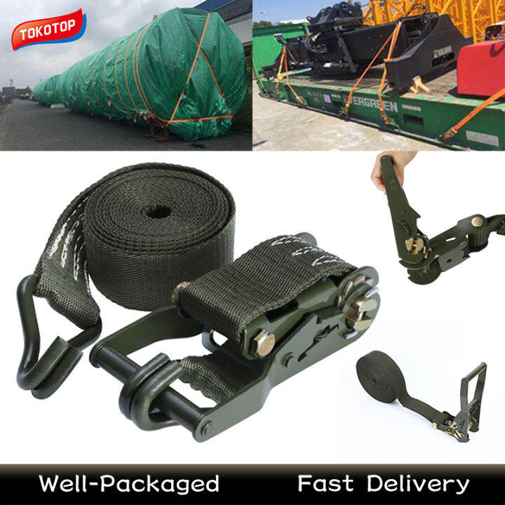 10M Heavy Duty Adjustable Ratchet Strap Tie Down 10000lbs J Hook ...