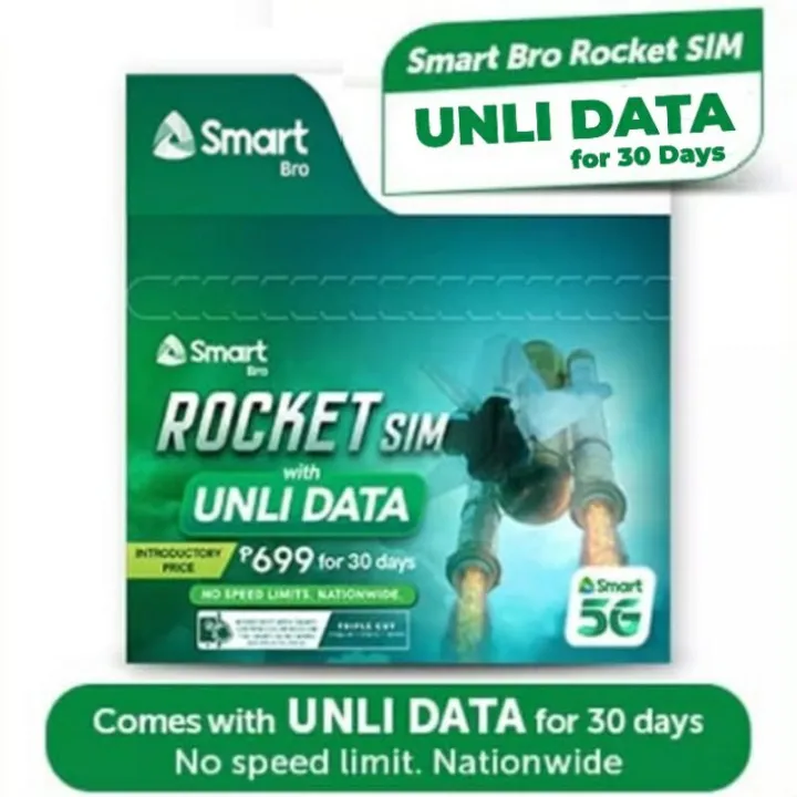 Smart Bro Rocket Sim Unli Data 30 Days durable | Lazada PH