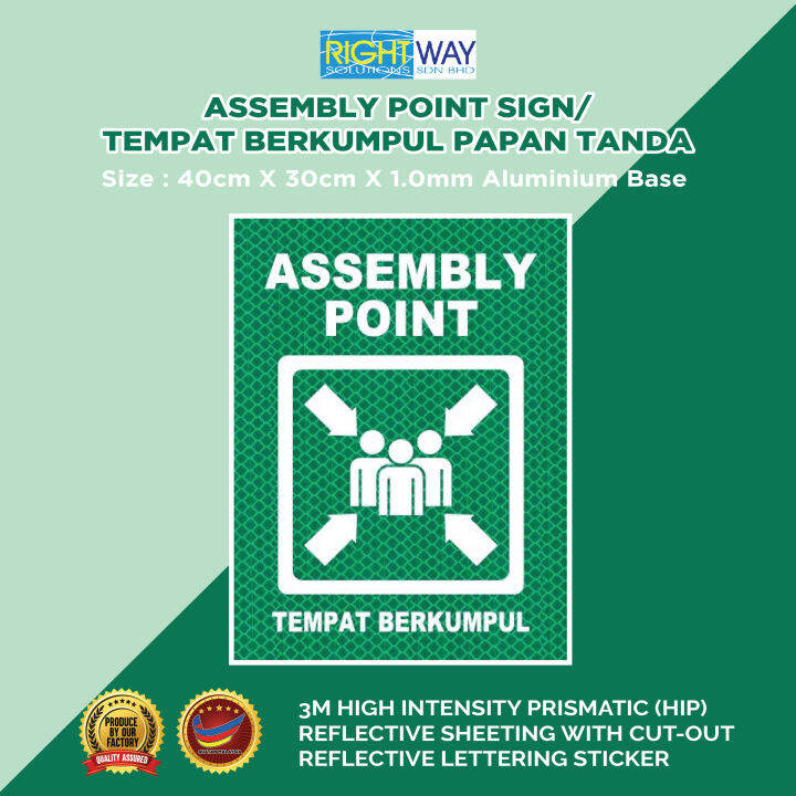 ASSEMBLY POINT SIGN/ TEMPAT BERKUMPUL PAPAN TANDA_40CM X 30CM X 1.0MM ...