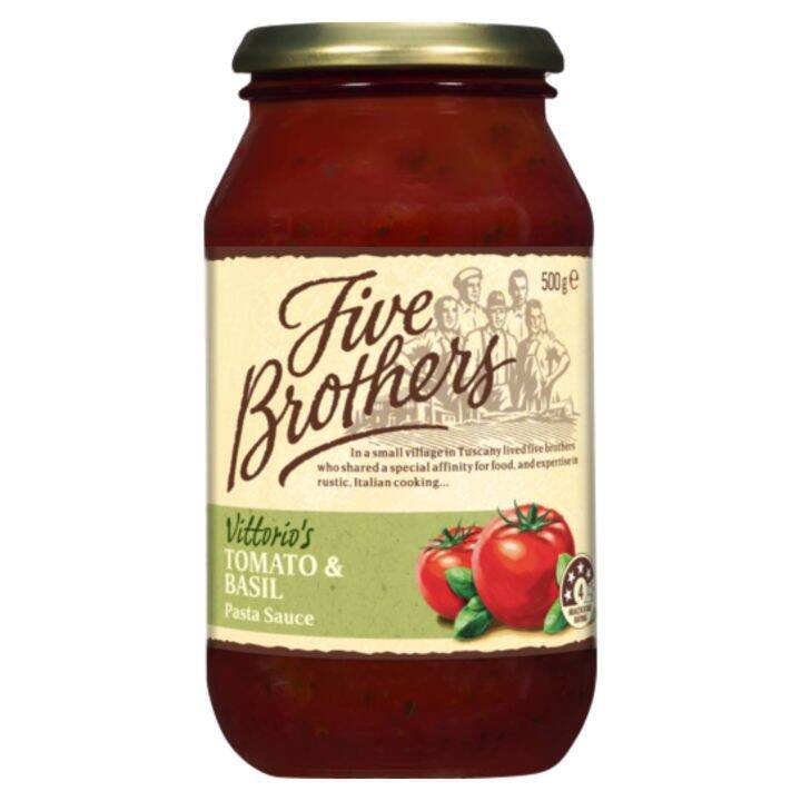 Five Brothers Pasta Sauce Tomato & Basil, 500g | Lazada