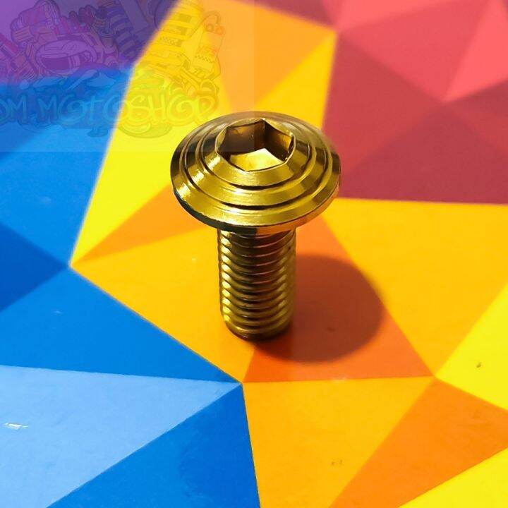 8x20 Gold/White Mushroom Spiral Rotor Bolts by Heng - 1 Pc Moto ...