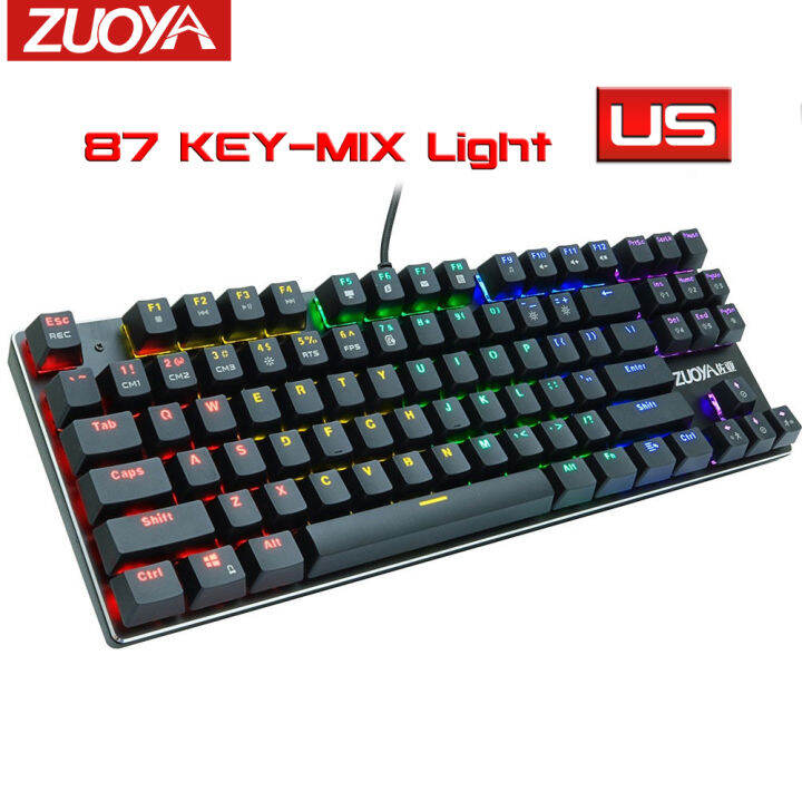 Gaming Mechanical Keyboard 87key Anti-ghosting Blue Red Switch Backlit keyboard LED USB Wired ...