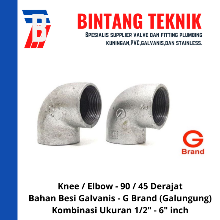 Knee / Elbow 1 1/2" inch Besi Galvanis Galungung (G) Brand - 45 Derajat ...