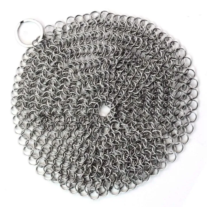 Cast Iron Cleaner -Premium 316L Stainless Steel Chainmail Scrubber ,7 ...