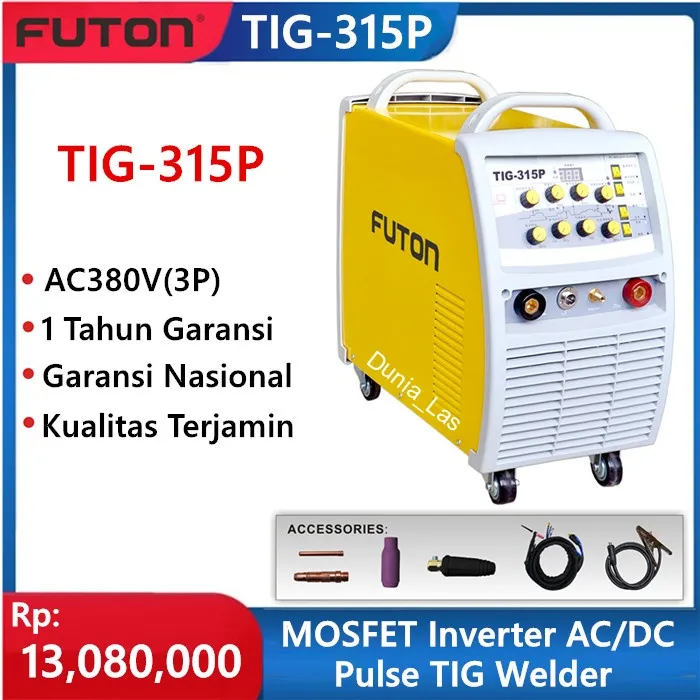 FUTON TIG-315P Mesin Las Welding Machine Inverter Pulse Travo Trafo Las TIG Argon AC DC 315P ...