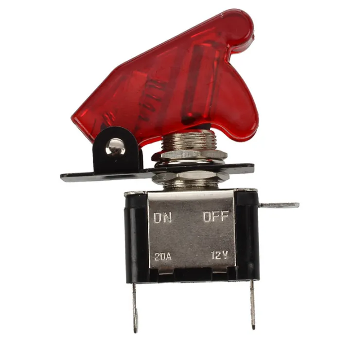 DC 12V On Off Racing Car Illuminated Toggle Switch + Red Cover | Lazada ...