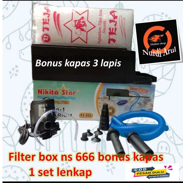 FILTER BOX AQUARIUM NIKITA STAR 3 IN 1 NS-666 / SET FILTER AQUARIUM BONUS KAPAS | Lazada Indonesia