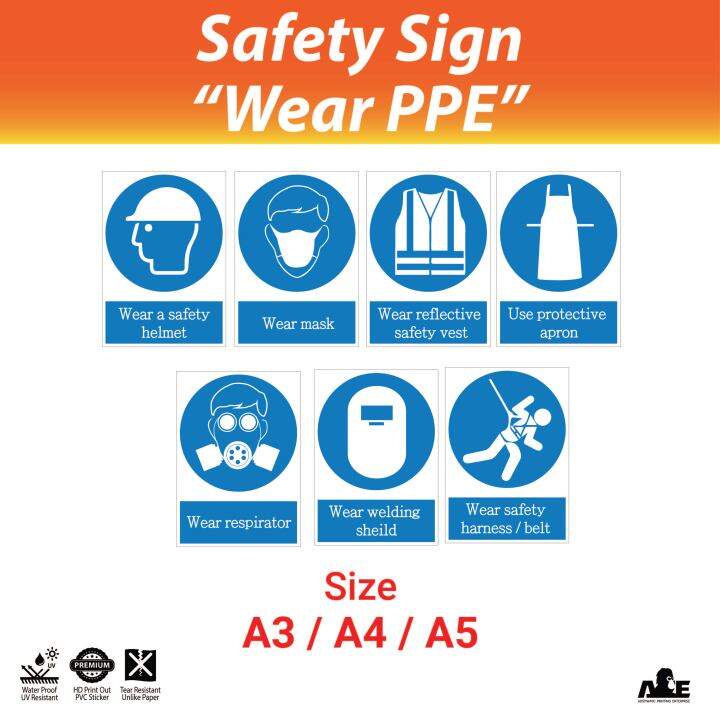 (Sticker Only) Wear Personal Protective Equipment Sign 2 | PPE ...