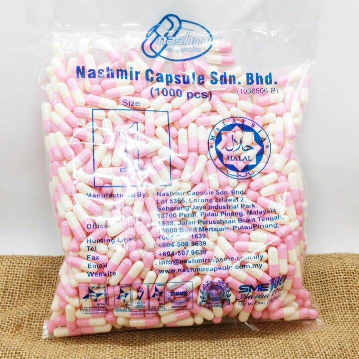 Kapsul Kosong Warna 空胶囊 Empty Color Capsule Size 1 (1000pcs) Pink White ...