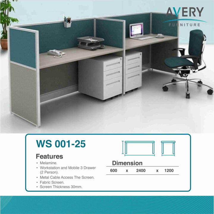 Avery - WS 001-2S - Office Desk / Meja Kerja Partisi / Meja Kantor ...