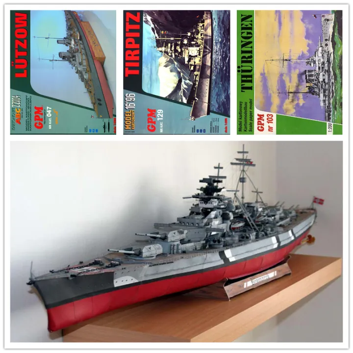 1/280 WWII German Warship Battleship Bismark Cruiser 3D Paper Model ...