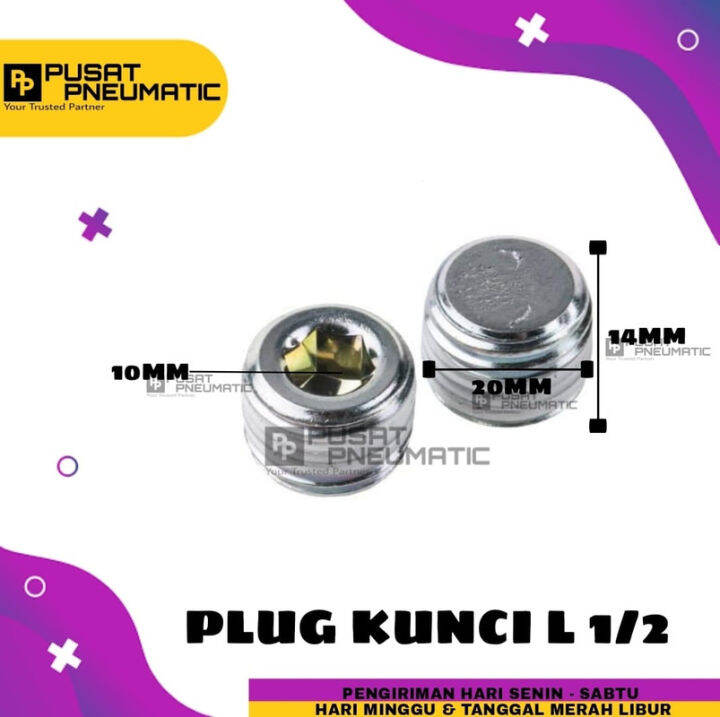 PLug 04 Fitting Pneumatic Fitting Penutup Baut L Tanam Drat 1/2" Plug 1 ...