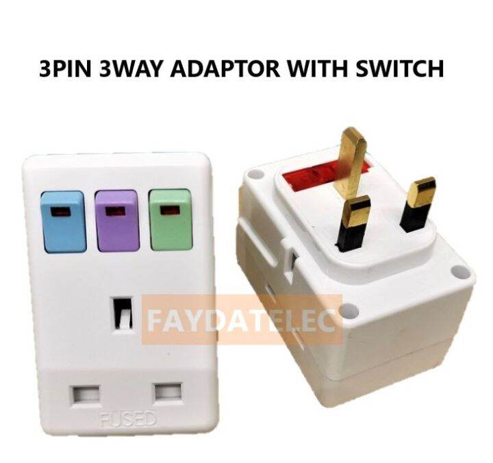 13A 3WAY MULTI ADAPTOR SOCKET (WITH INDIVIDUAL SWITCH) | Lazada