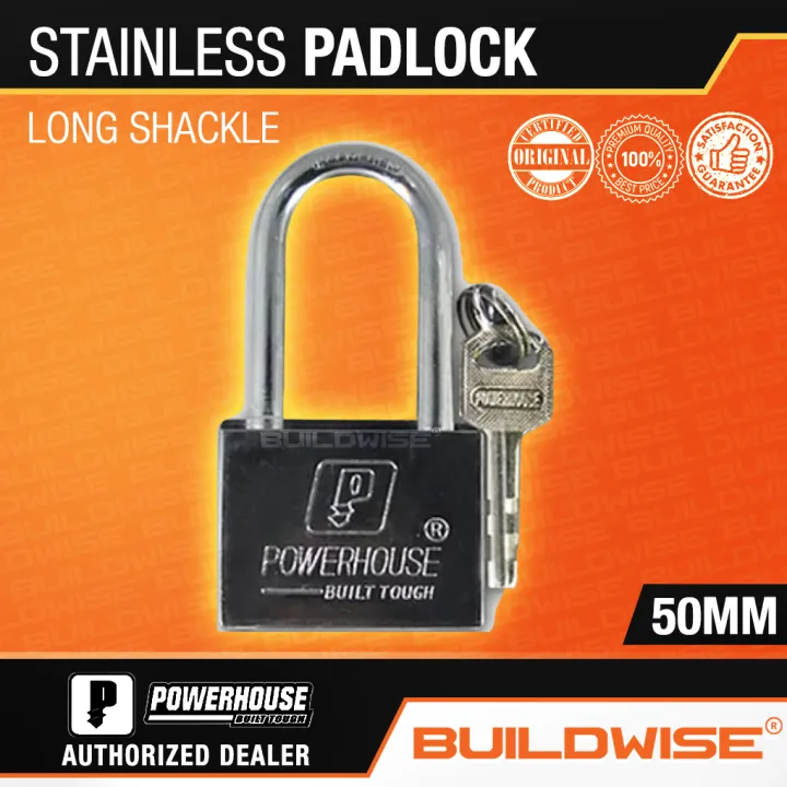 Powerhouse Stainless Steel Padlock Long Shackle 30mm/ 40mm / 50mm ...