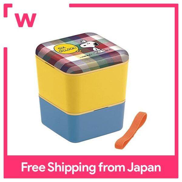 Skater simple lunch box 600ml two steps lunch box prismatic melamine lid snoopy madras check ...