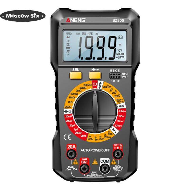 Digital Multimeter Large Screen Voltage Detector 1999 Counts Auto ...