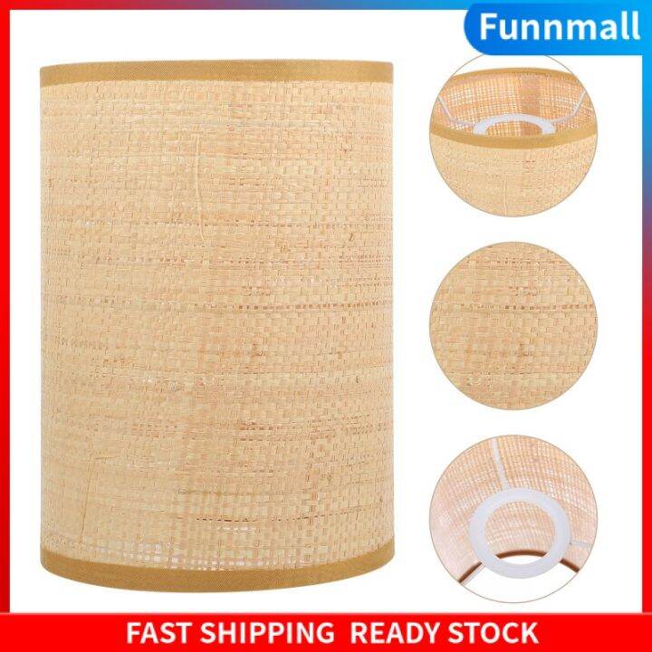Funnmall Desk Lamp Shade E27/E14 Rattan Lampshade Rustic Country Lamp ...